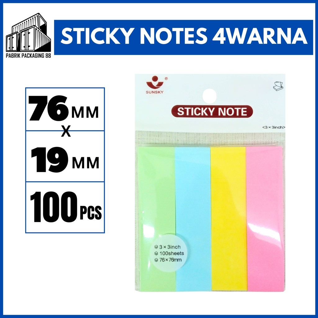 Jual Sticky Notes Memo 76x76 4 Warna 4IN1 Rainbow Penanda Pengingat ...