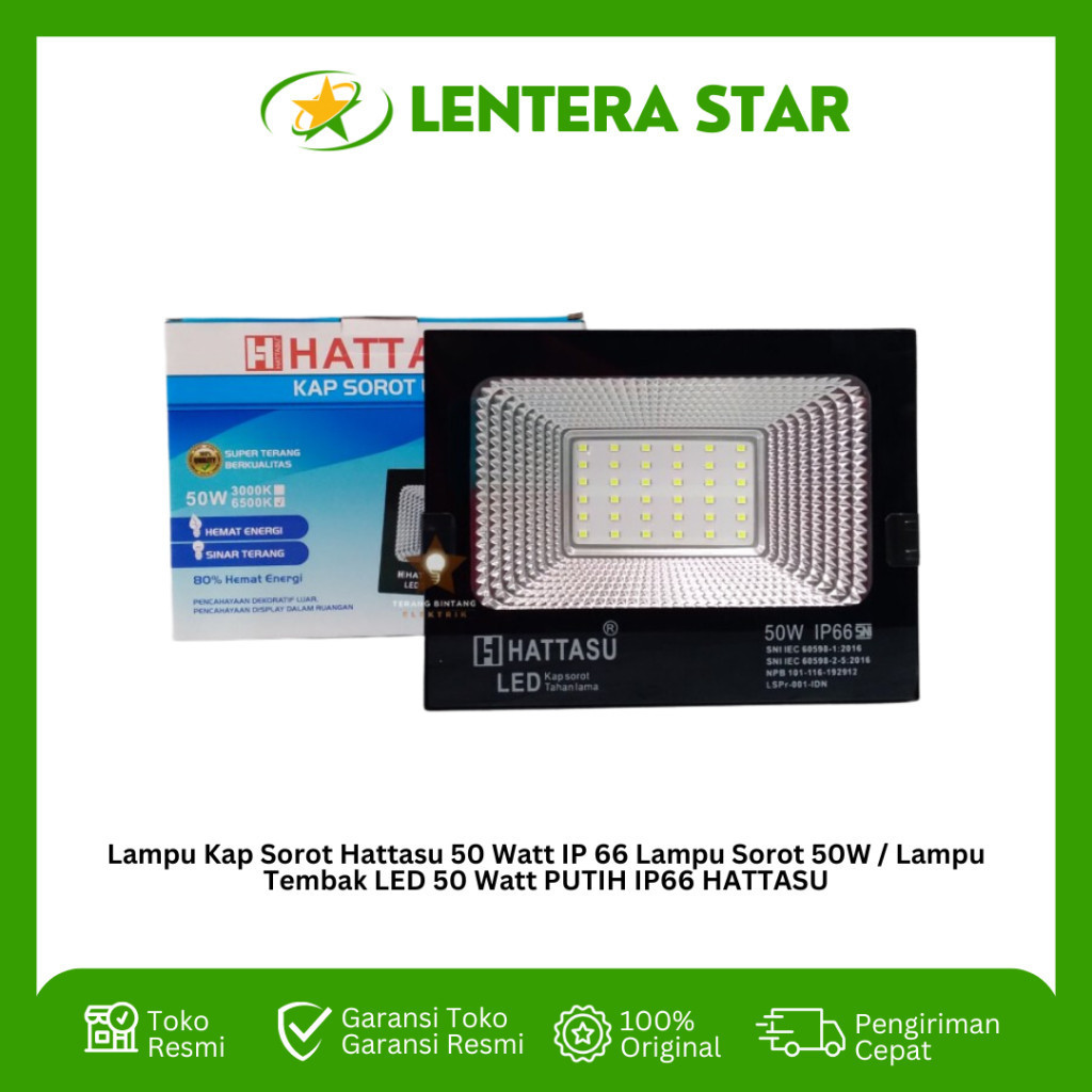 Jual Lampu Kap Sorot Hattasu 50 Watt IP 66 Lampu Sorot 50W 100W PUTIH KUNING IP66 HATTASU ...