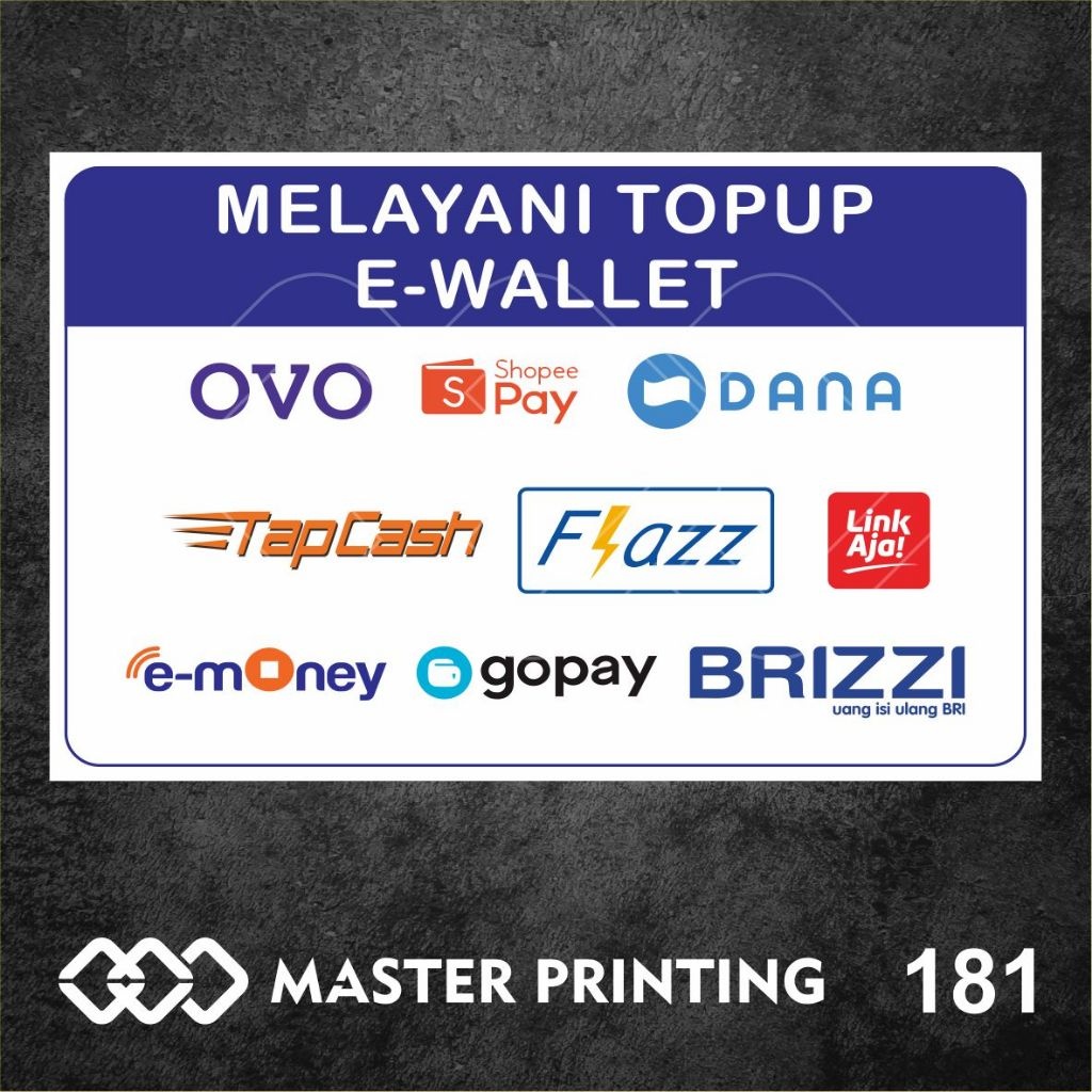Jual 181 - STIKER Melayani Transfer dan Topup E-Wallet, Sticker Vinyl ...