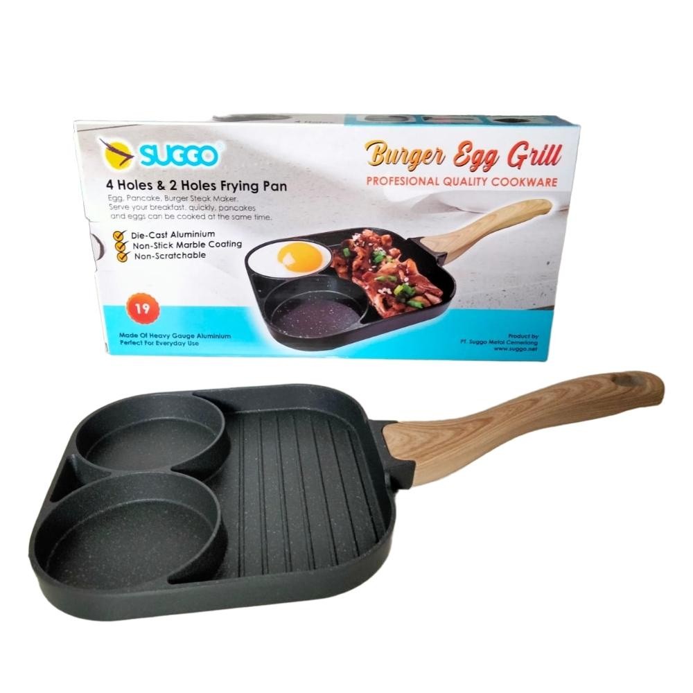 Jual Wajan Panci Penggorengan Burger Egg Grill Pan 2 Lubang Pan Pancake ...