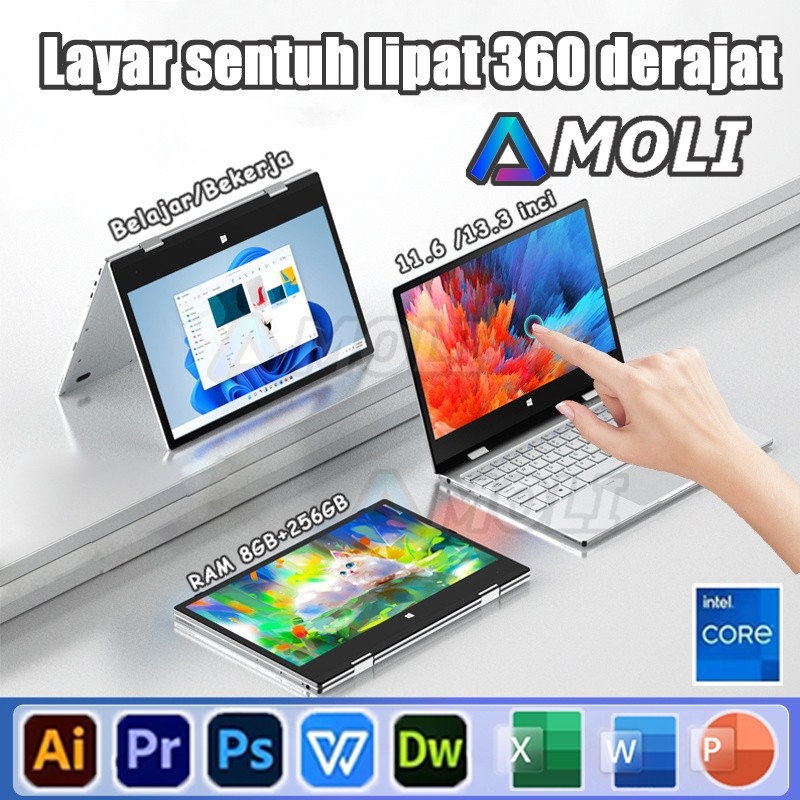Jual AMOLI 【Bisa COD】 Laptop Foldable Laptop Asli Baru Windows 11 pro ...