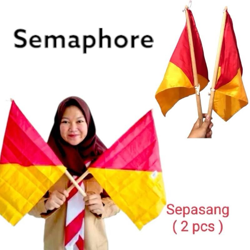 Jual [PB] Set Bendera Semaphore + Stick Semapor Pramuka Satin Kualitas ...