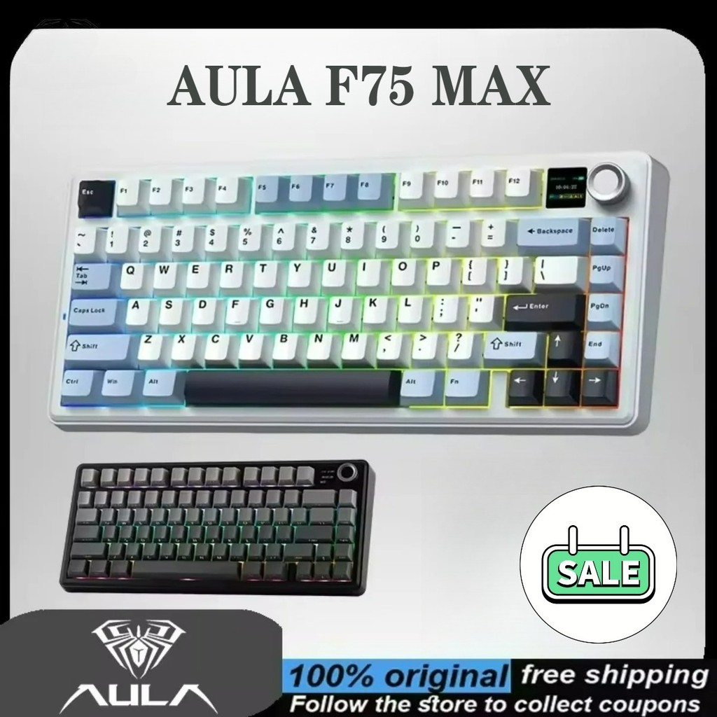 Jual AULA F75 MAX 75% Wireless Mechanical Keyboard with TFT Screen Knob ...