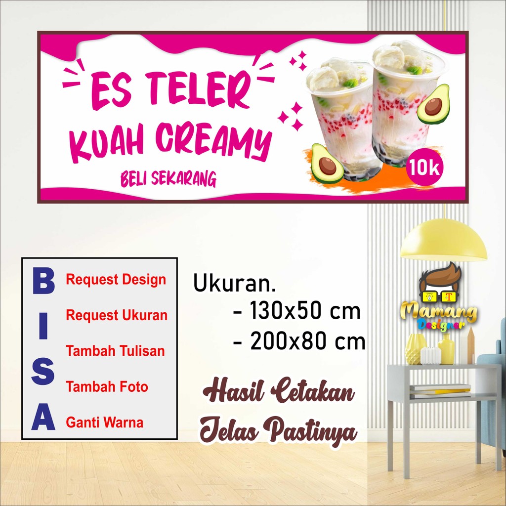 Jual Cetak Banner Spanduk MMT Es Teler Minuman Viral Lucu | Shopee ...