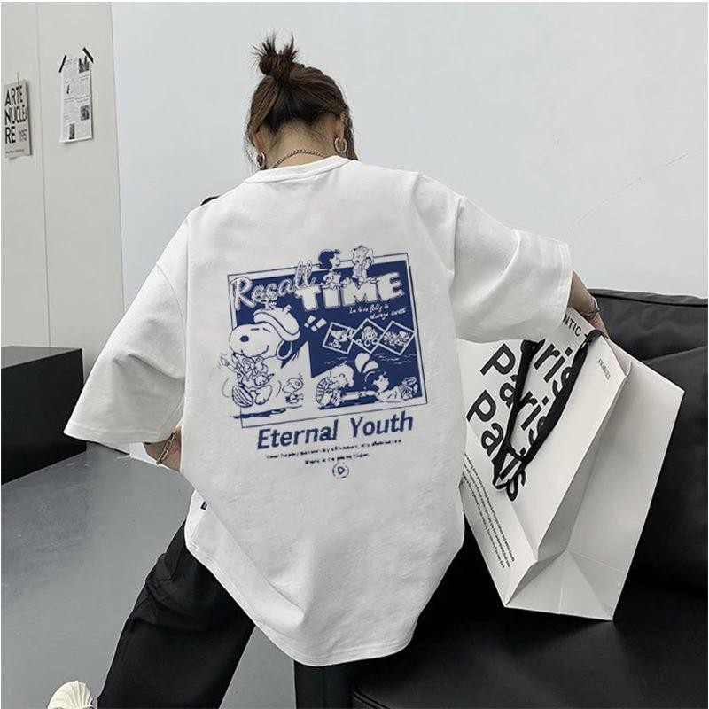 Jual kaos wanita lengan pendek cartoon snoopy motif graffiti printed t ...