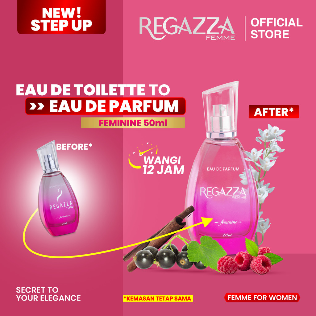 Jual Regazza Femme Eau De Parfum (EDP) Feminine (Pink, 50ml) Parfum ...
