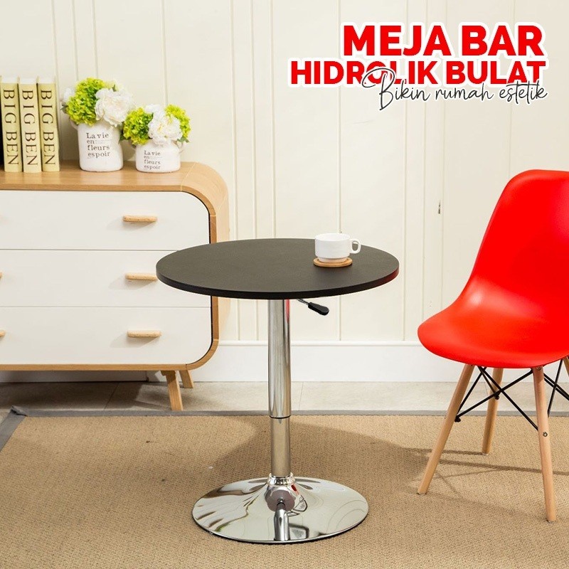 Jual Meja Bar Hidrollik Adjustable Serbaguna Meja Cafe Bulat Minimalis ...