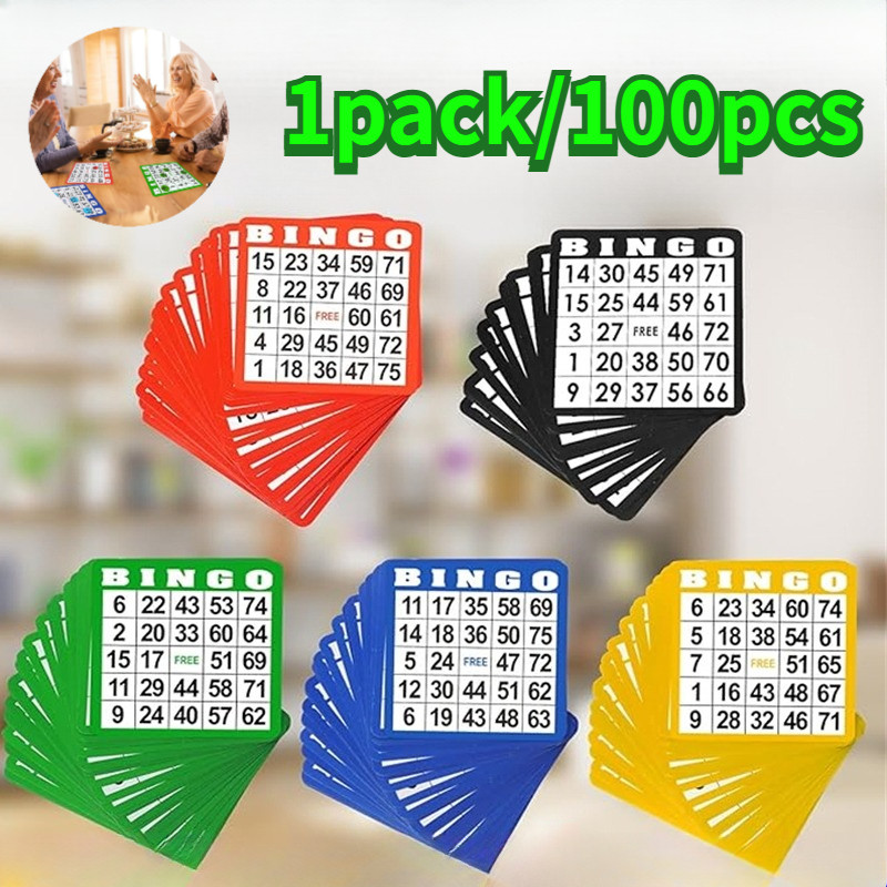 Jual 100Pcs Kartu Bingo Lengkap Besar Bingo Card 5 Warna Bingo Set ...