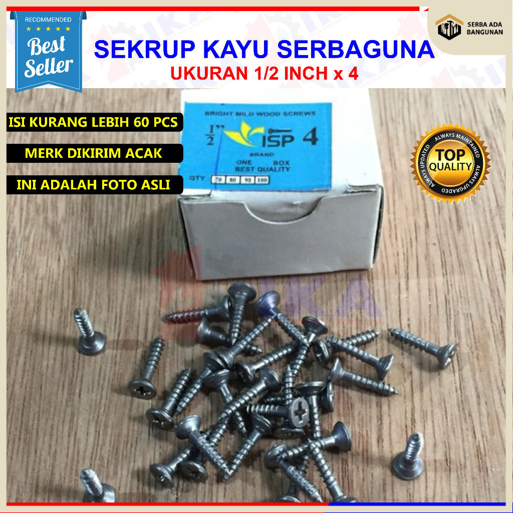 Jual SAB SKRUP KAYU 1/2" SIZE 3/4"UKURAN 5/8" DAN 1" (+) PLUS (HARGA 1 ...