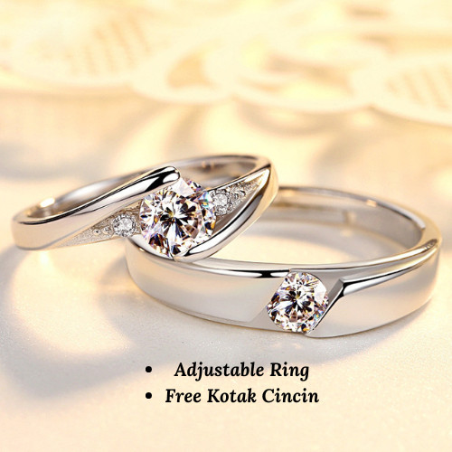 Jual Cincin Couple Silver Pasangan Anti Karat Simple Aesthetic Korea ...