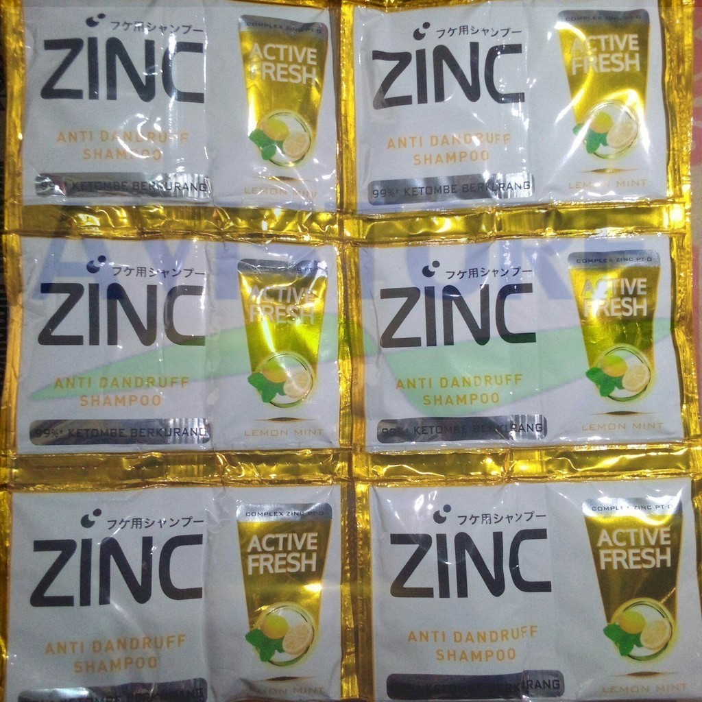 Jual Zinc Active Fresh Lemon Mint Shampoo 10mL ( 1 renceng/ 12 sachet ...