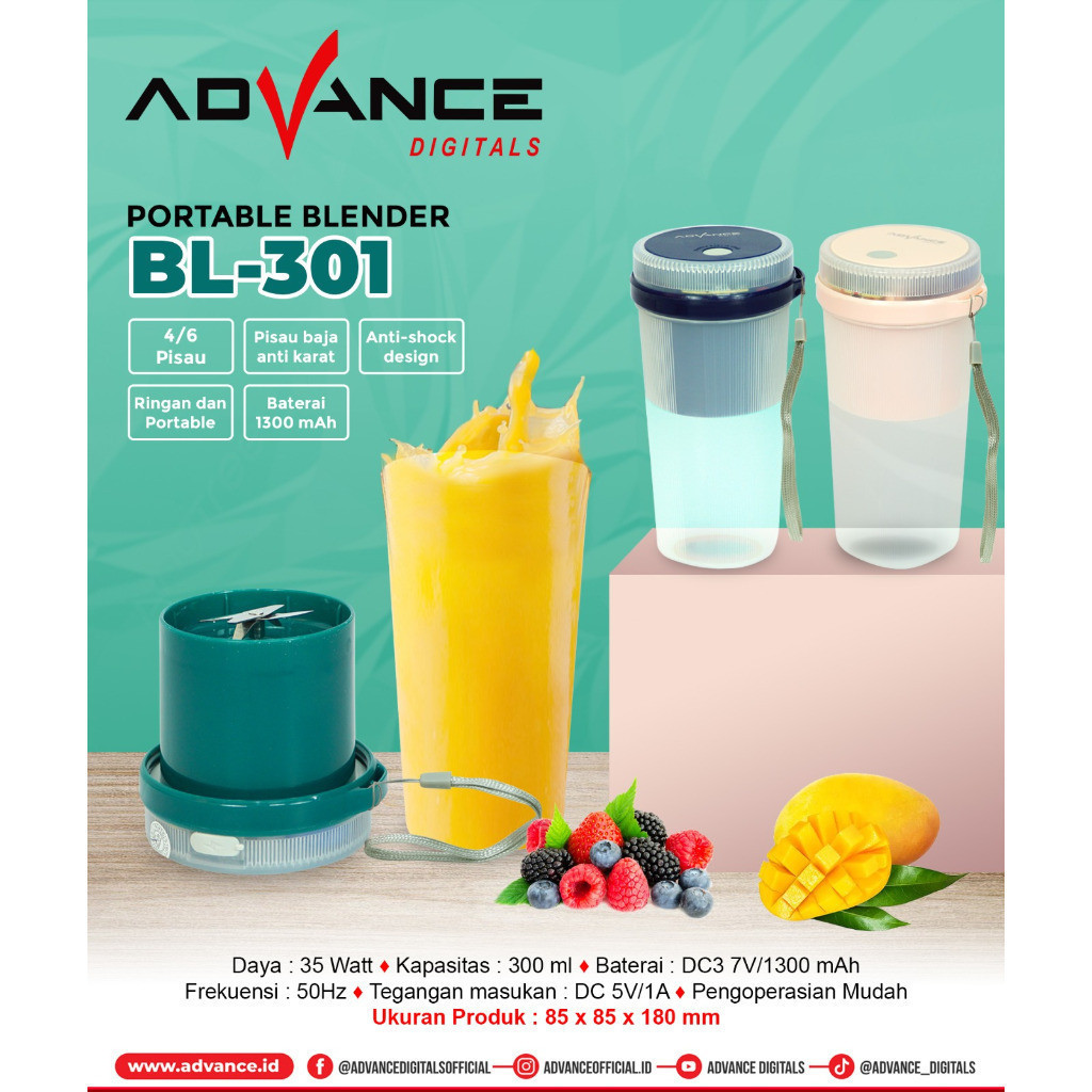 Jual Advance Blender Portable BL-301/ Blender jus portable Kapasitas 300ML | Shopee Indonesia