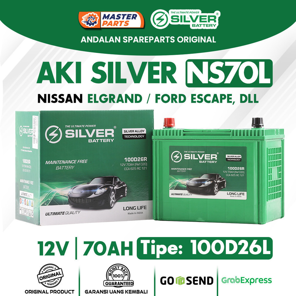 Jual Aki Silver NS70L 12V 70Ah untuk Nissan Elgrand / Ford Escape ...