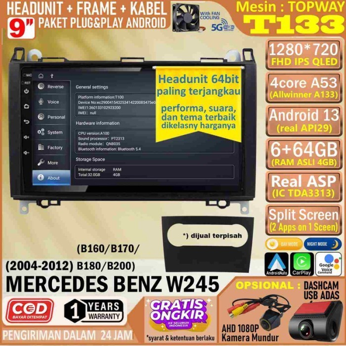 Jual Paket Headunit Android 9 inch + Frame + PNP Canbus Mercedes Benz ...