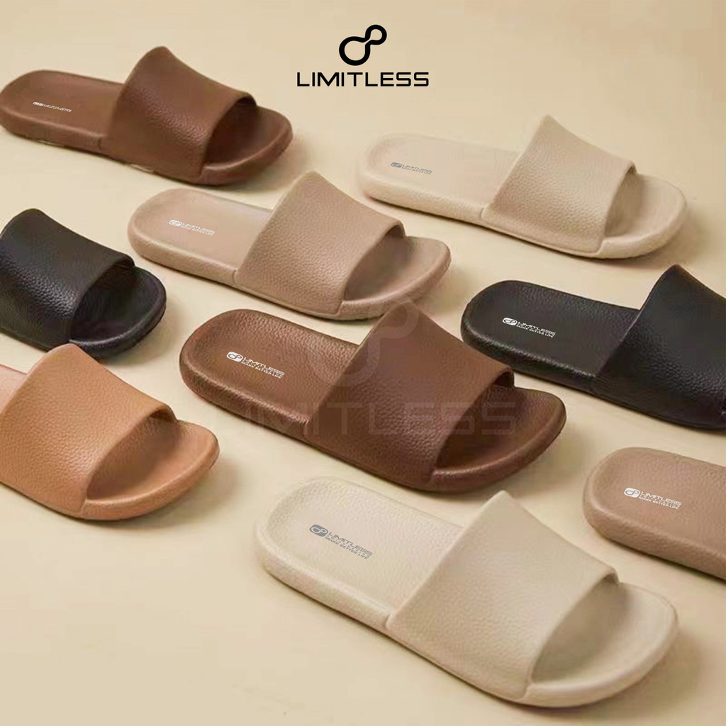 Jual Limitless - Sendal Slop Pria Hitam Putih Kasual Empuk Couple ...
