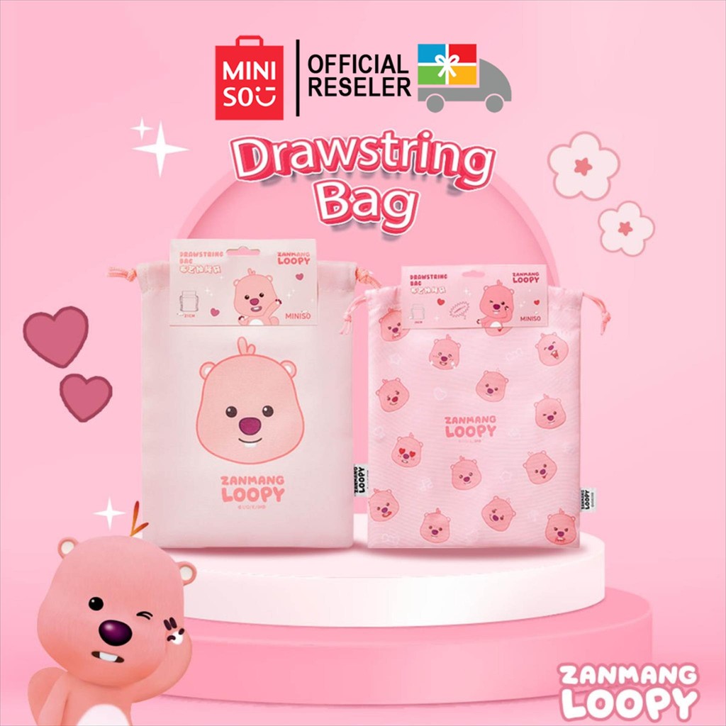 Jual Miniso x ZANMANG Loopy Collection Drawstring Bag Tas Serut | Shopee Indonesia