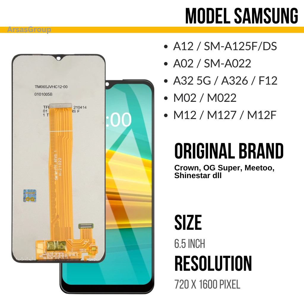 Jual LCD TS Samsung Galaxy A12 / A02 / M12 / M02 SM-A125 SM-A022 SM ...