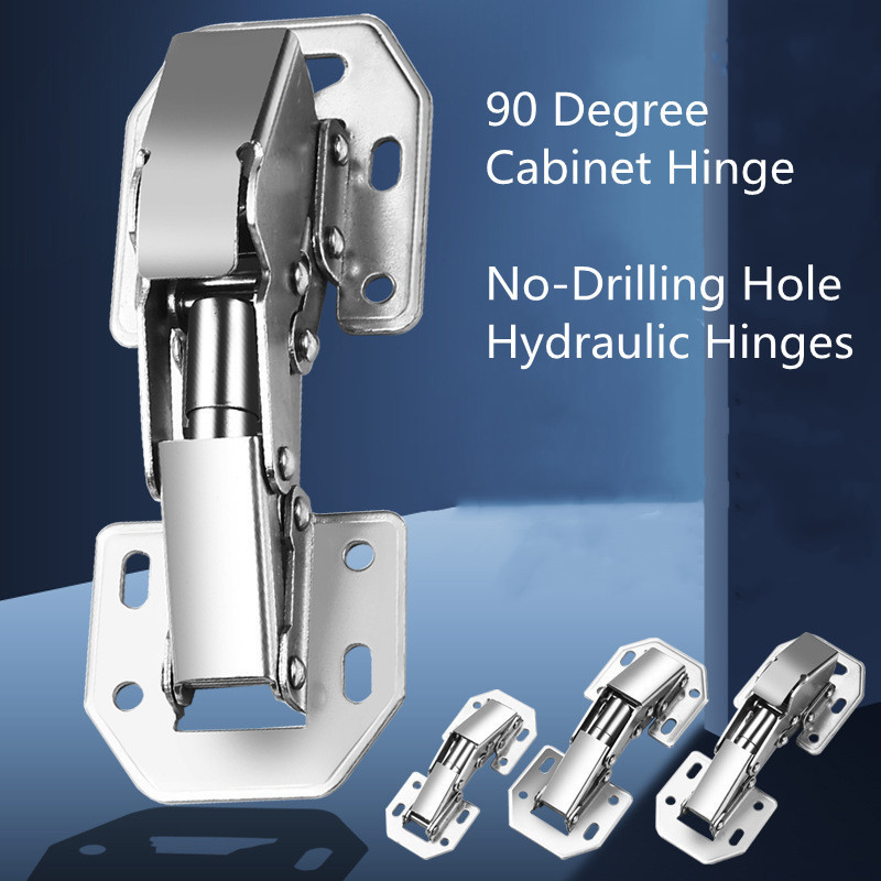 Jual KK&FING 90 Degree Cabinet Hinge No-Drilling Hole Cupboard Door ...