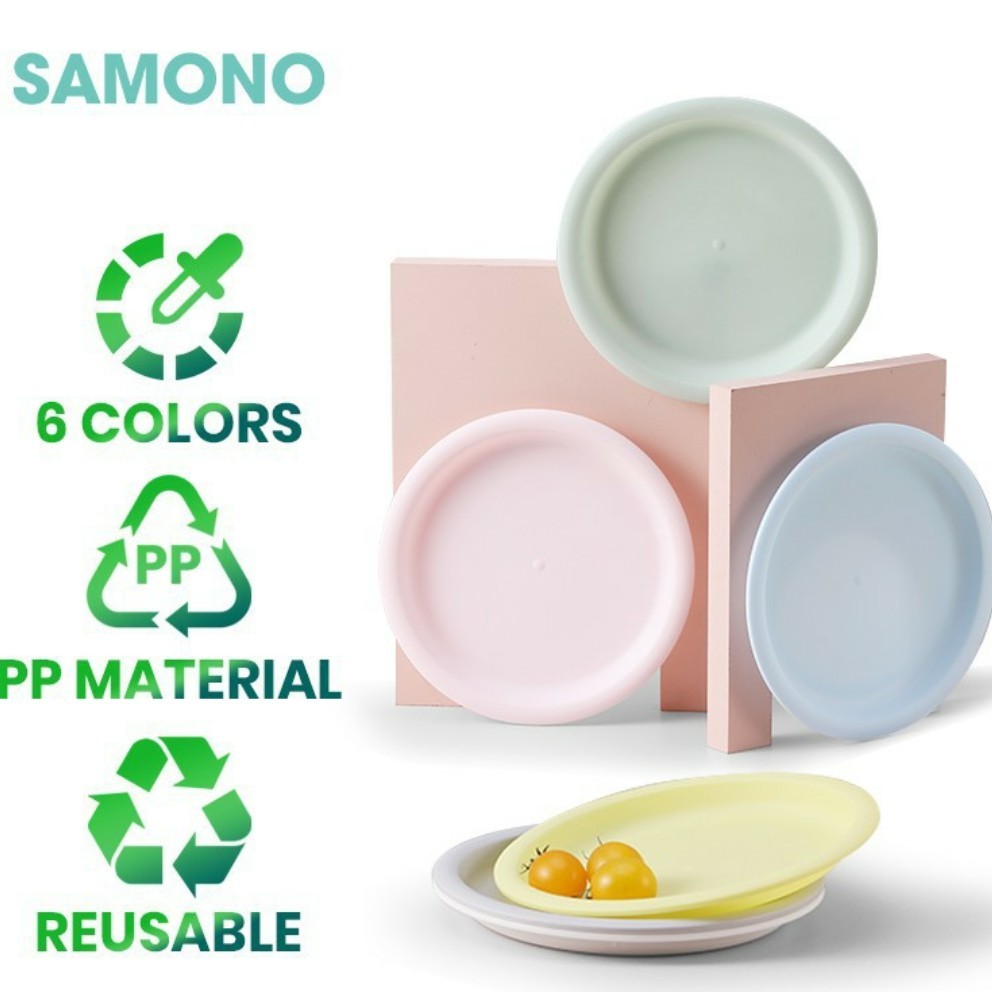 Jual ECERAN Piring Makan Warna Macaron BONBOX BTW02DX Piring Plastik ...