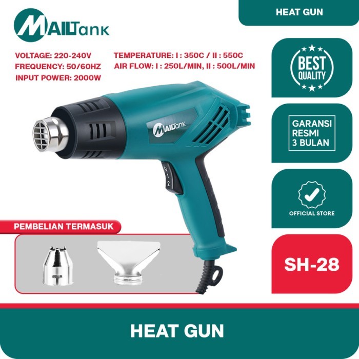 Jual MAILTANK SH28 Mesin Heat Gun Hot Gun Blower Panas Pemanas Listrik 2000 Watt | Shopee Indonesia