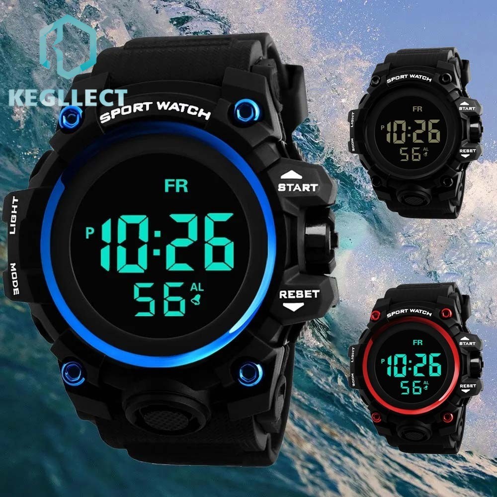 Jual Jam Tangan Digital Pria Tahan Air LED Multifungsi Alarm Kronograf ...