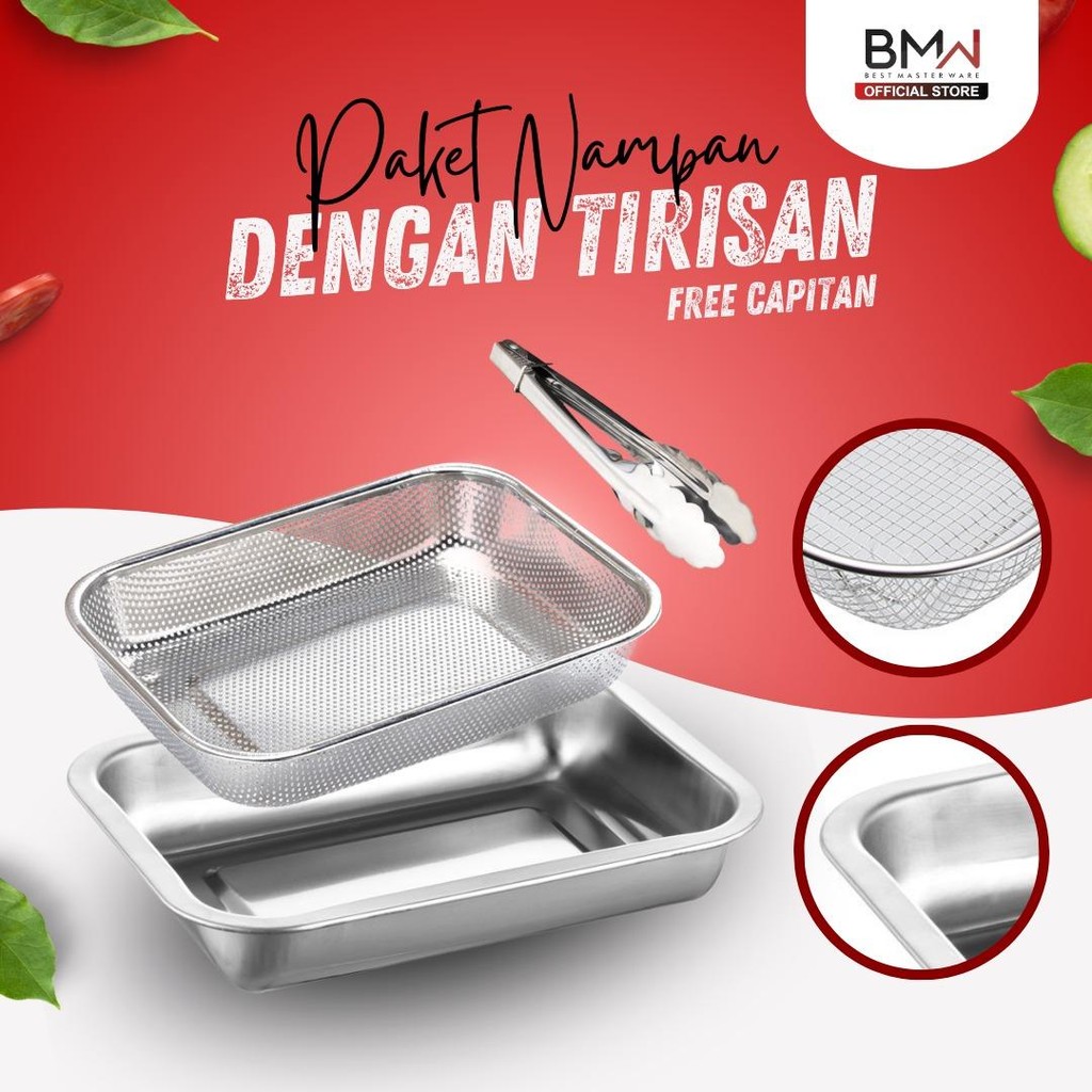 Jual 1 Pcs Nampan Stainless + 1 Pcs Nampan Peniris Gorengan Stainless ...