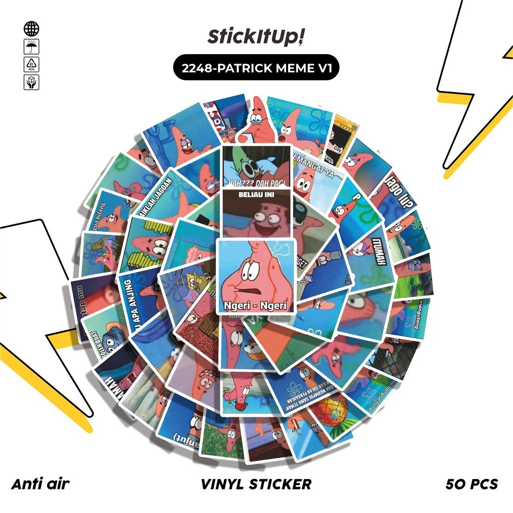 Jual COD 50 Pcs Stiker PATRICK MEME V1 Lucu Anti Air Untuk Dekorasi ...