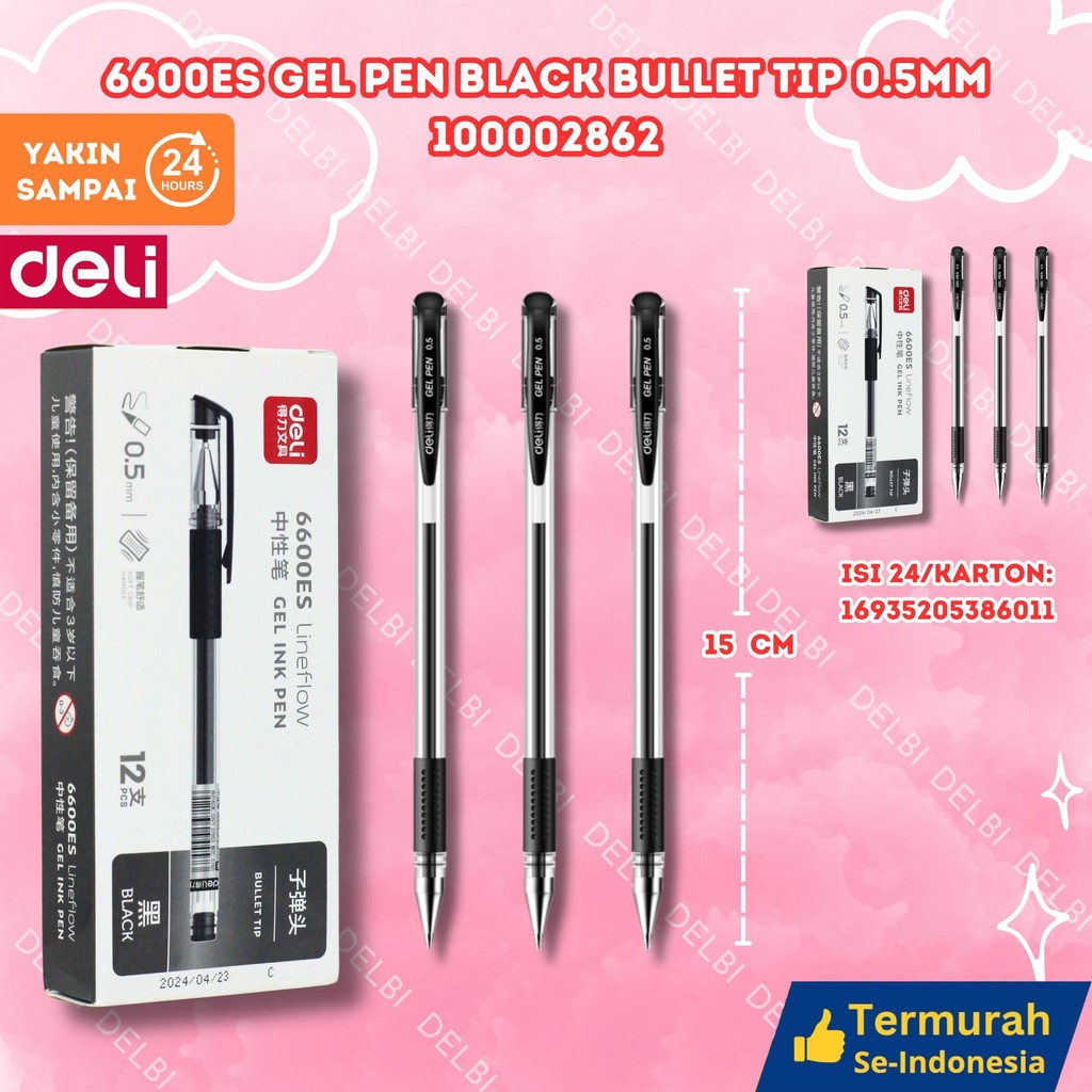 Jual Deli Gel Pen Pulpen 0.5mm Ujung Tumpul Tinta Hitam Lembut dan ...