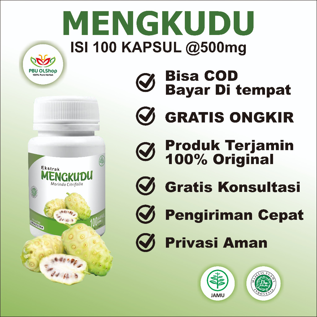 Jual Kapsul Ekstrak MENGKUDU / Pace/ Noni Original (isi : 100) Jamu ...