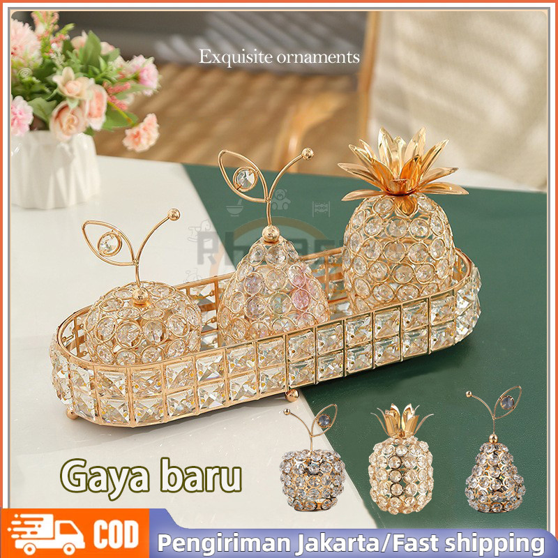 Jual Rhaast Gaya Baru Crystal Pir / Nanas / Apel /Nampan Kaca Kristal ...