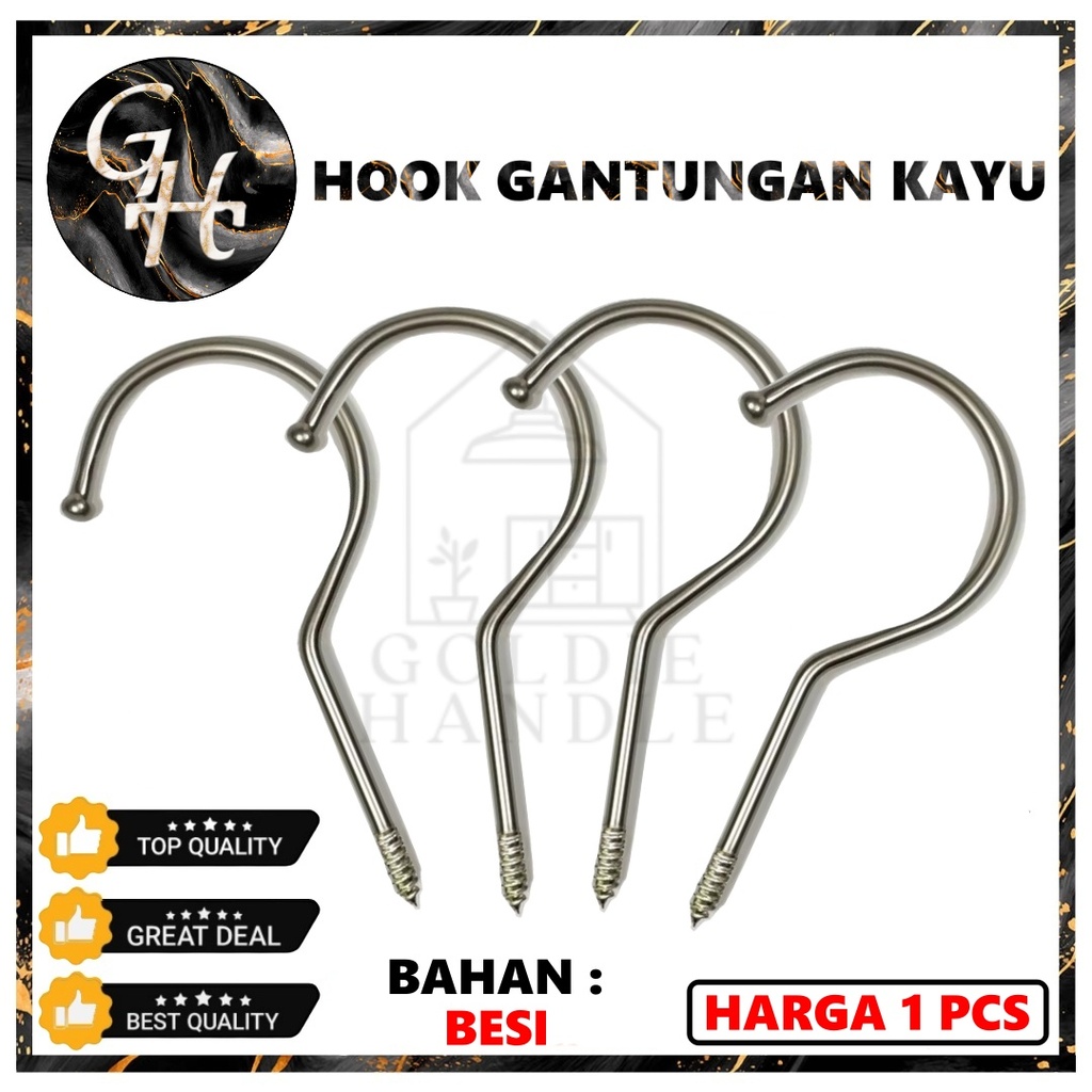 Jual Hook Hanger Kayu Besi Huk Hanger Kayu Silver Kait Hanger Kayu ...