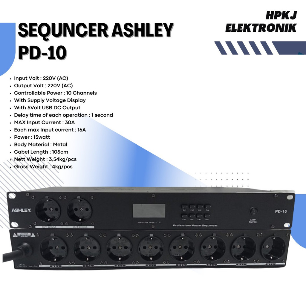 Jual POWER SEQUENCER CONTROLLER ASHLEY PD-10 / PD 10 / PD10 | Shopee ...