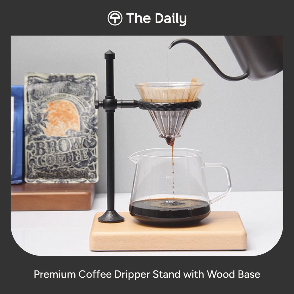 Jual Premium V60 Pour Over Coffee Dripper Stand with Wood Base - Holder ...