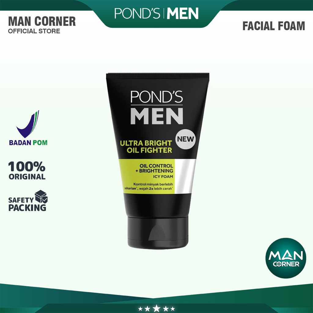 Jual PONDS Men Ultra Bright Oil Fighter Control & Brightening Icy Foam ...