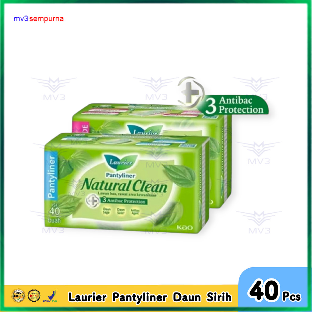 Jual LAURIER Natural Clean Pantyliner Daun Sirih Anti Bakteri 40 Pads ...