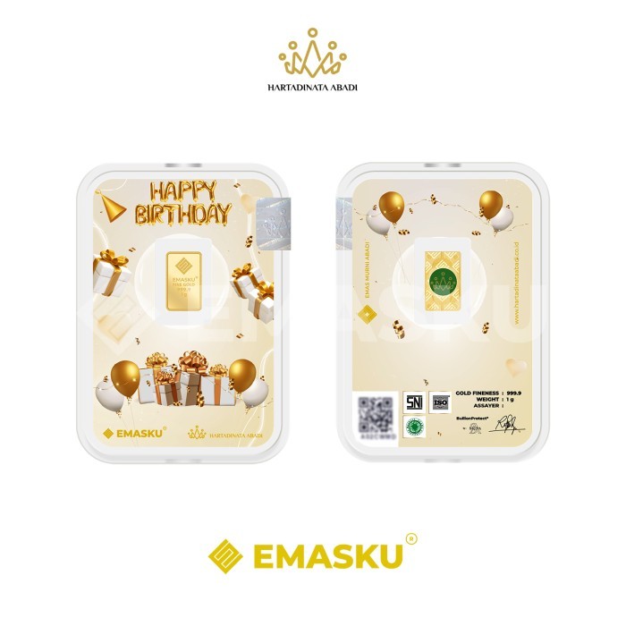 Jual EMASKU Hartadinata Moment Happy Birthday 1 Gram | Shopee Indonesia