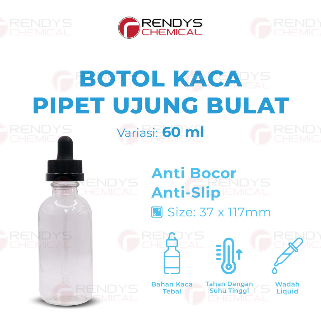 Jual Botol Pipet Kaca BENING 60ML / Glass Bottle Pipette Clear 60 ML ...