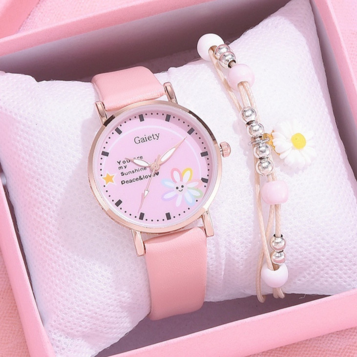 Jual 3PCS Jam Tangan Kuarsa Wanita Kuarsa Kasual Coretan Bunga Penunjuk ...