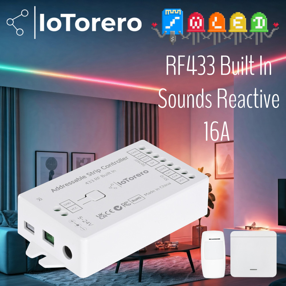 Jual IoTorero WLED RF433 ESP32 Sounds Reactive Addressable Strip ...