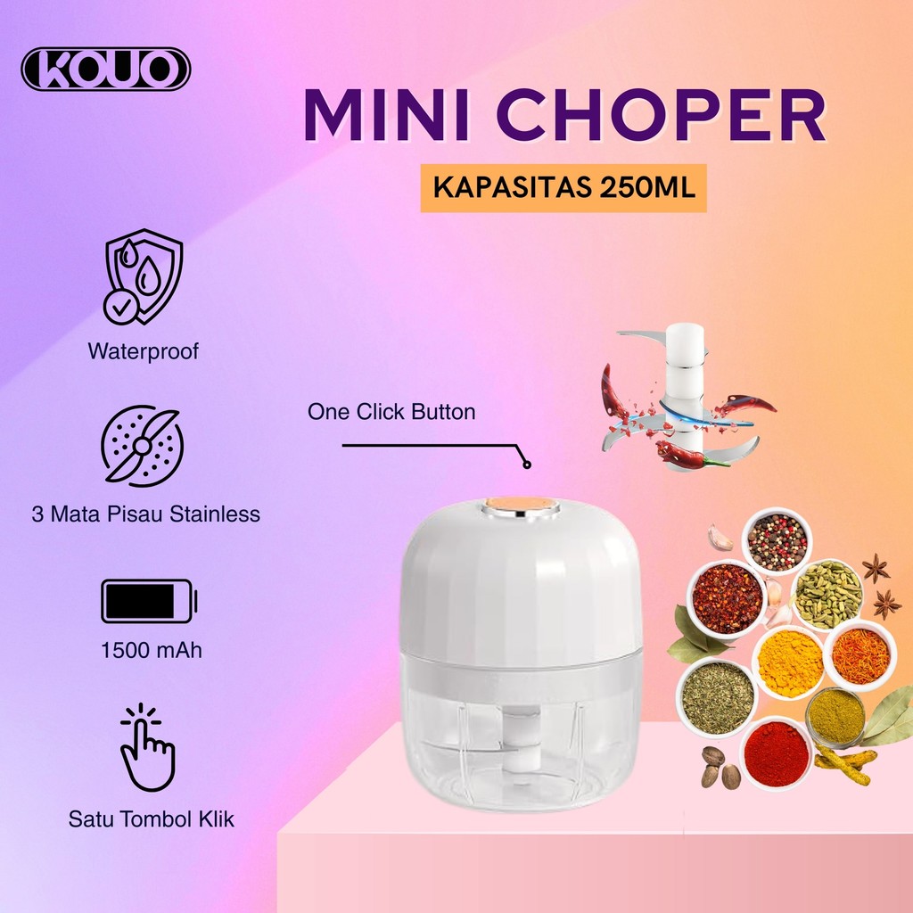 Jual [KOUO X KOUO] SA-BM02 Mini Chopper Multifungsi Portable Penggiling ...