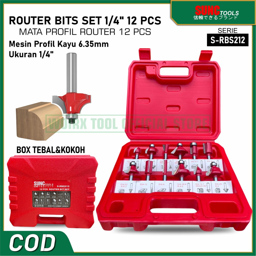 Jual SUNC TOOL Mata Router Set Mata Profil Mata Trimmer Set Router Bit ...