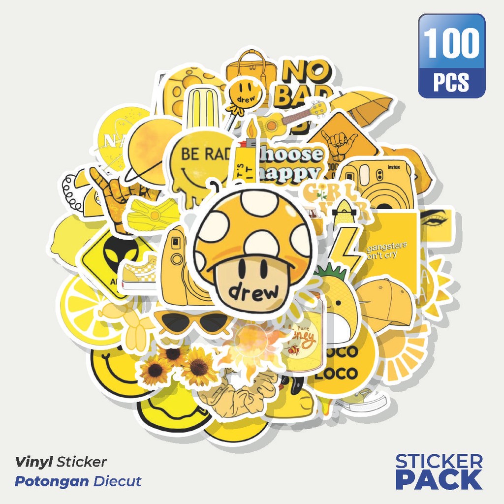 Jual Super Hemat! 100 PCS Stiker VSCO Yellow Aesthetic [VSCO Kuning ...