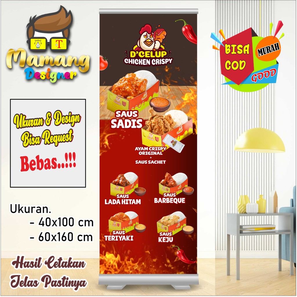 Jual Backdrop, Spanduk Banner D'celup Chicken Crispy Bahan Tebal ...