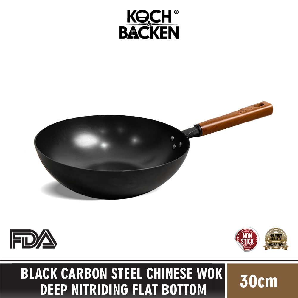 Jual KOCH&BACKEN Carbon Steel Chinese Wok Deep Nitriding Flat Bottom ...