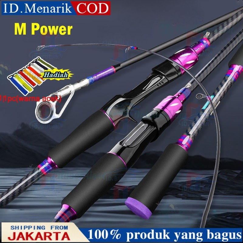 Jual Bisa COD Joran Pancing 1.8M/2.1M Casting / Spinning Carbon Fiber 2 Section Max Drag 8kg ...
