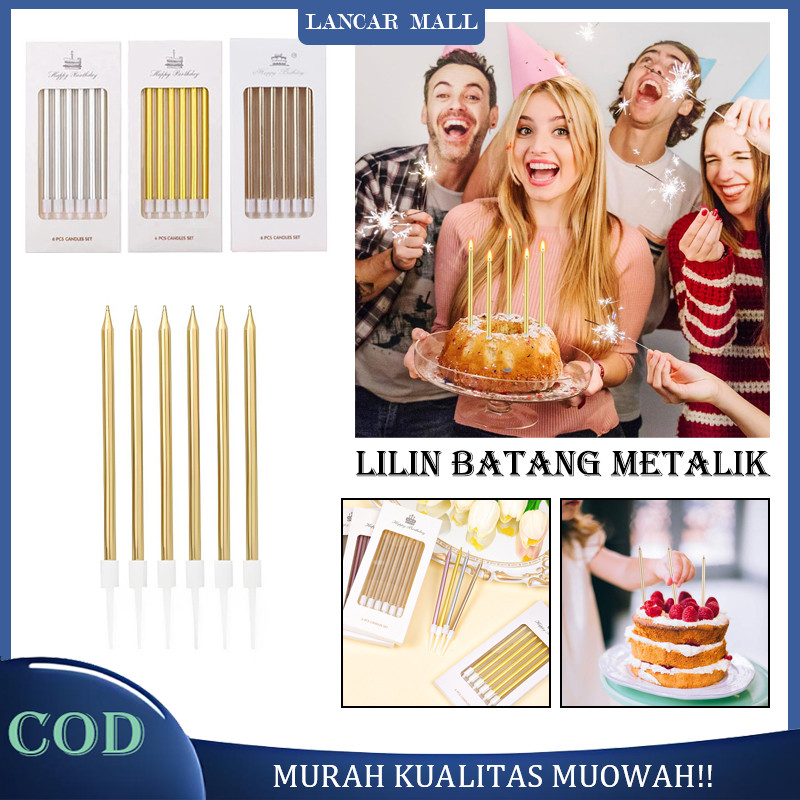 Jual 6 box Set Lilin Pensil Ulang Tahun Batang Panjang Berlapis / Lilin ...