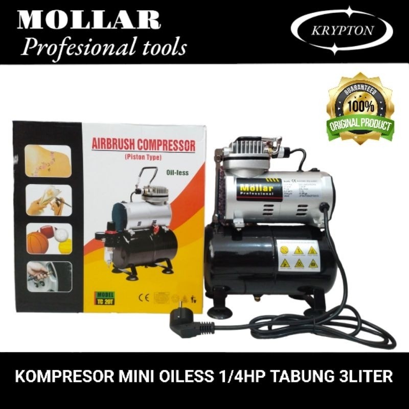 Jual mollar kompresor mini oiless 1/4HP tabung 3liter ( original ...