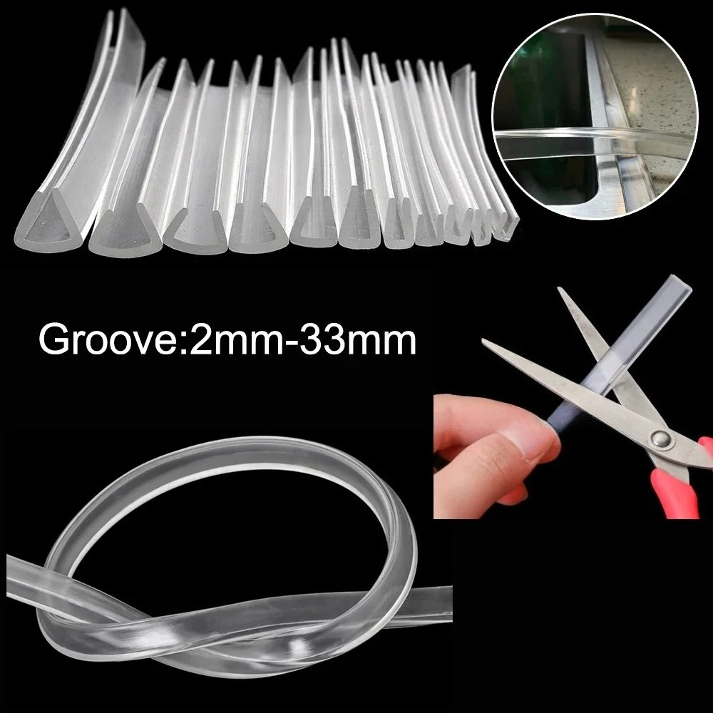 Jual 1/2/3Meter Groove 2mm-33mm Rubber Edging Sealing Strip Transparent ...