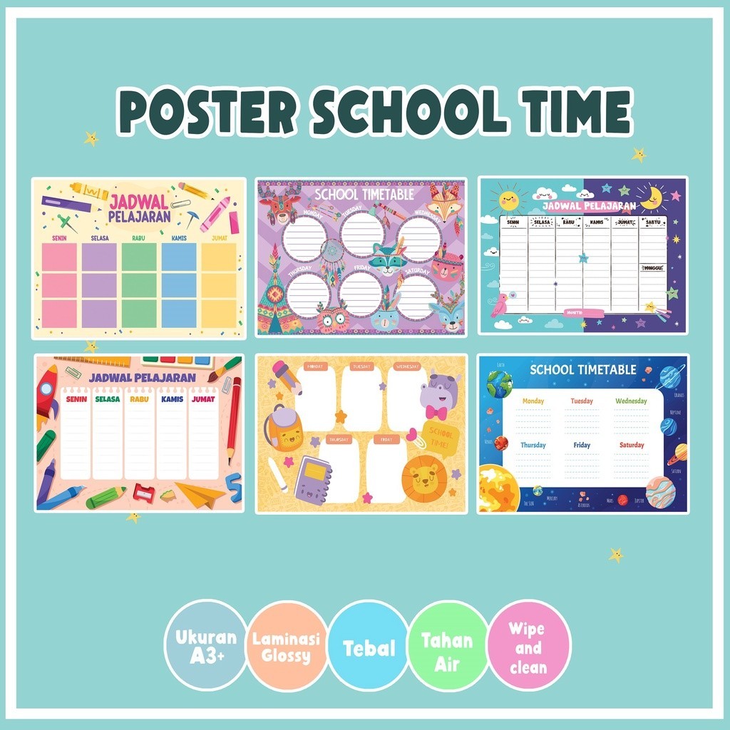 Jual Perlengkapan sekolah Poster Jadwal Pelajaran / School Timetable ...