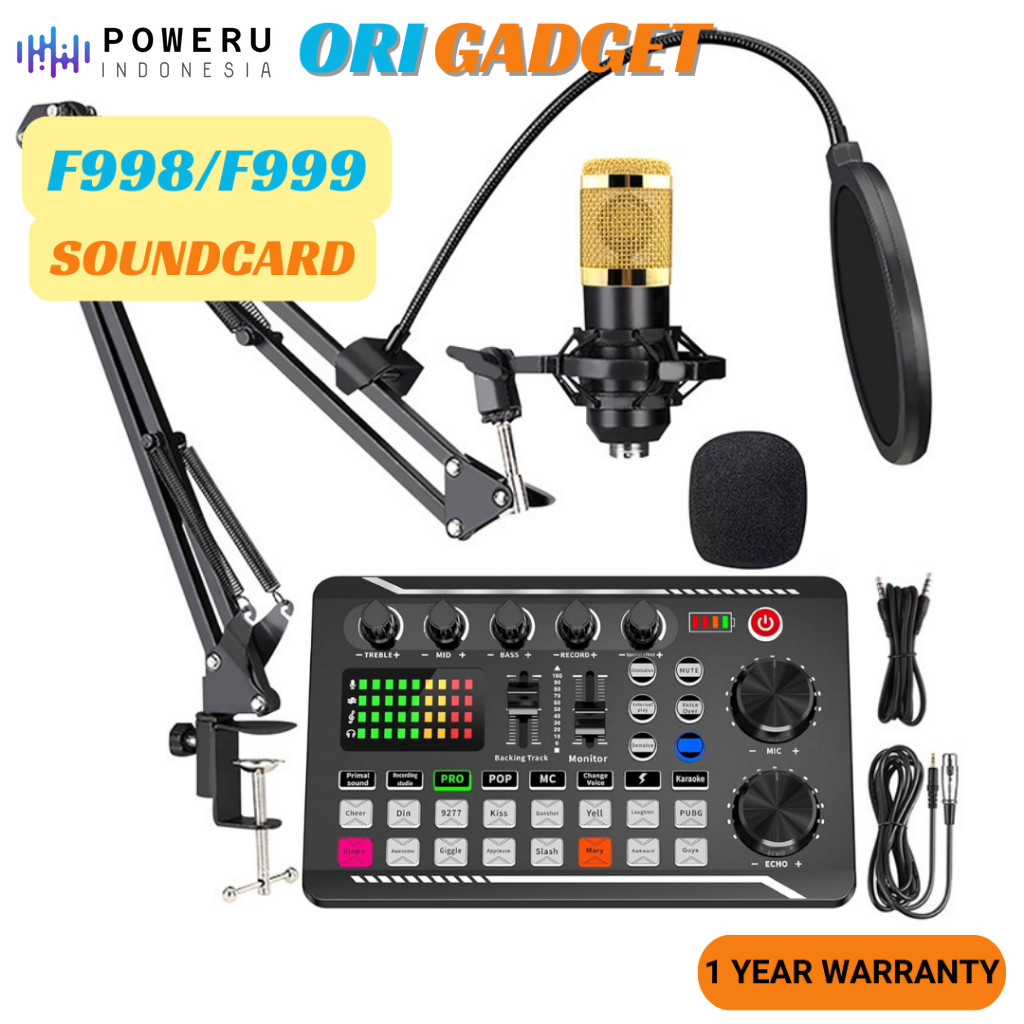 Jual F998/F999 Sound Card with BM800 Microphone For Radio Boardcasting ...